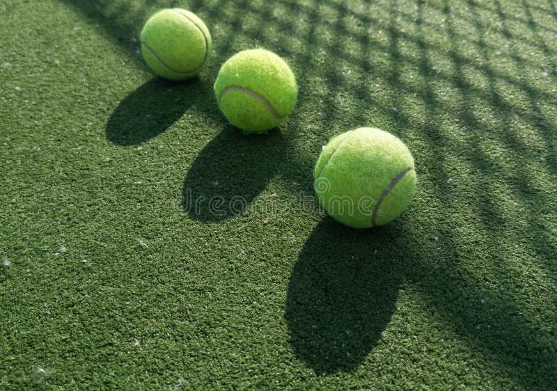 Tennis Ball Back Light Shadow on Tennis Grass Court Good for Background ...