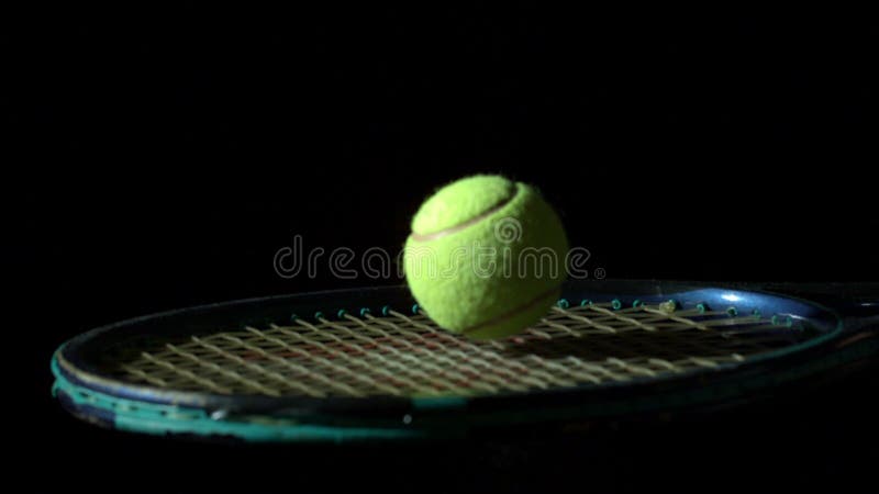 Tennis Ball Bouncing on a Racket Stock Video - Video of green, racket ...