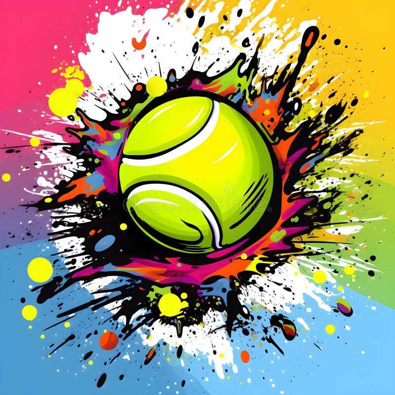 Tennis Ball on a Colorful Background with Splashes. Vector Illustration ...