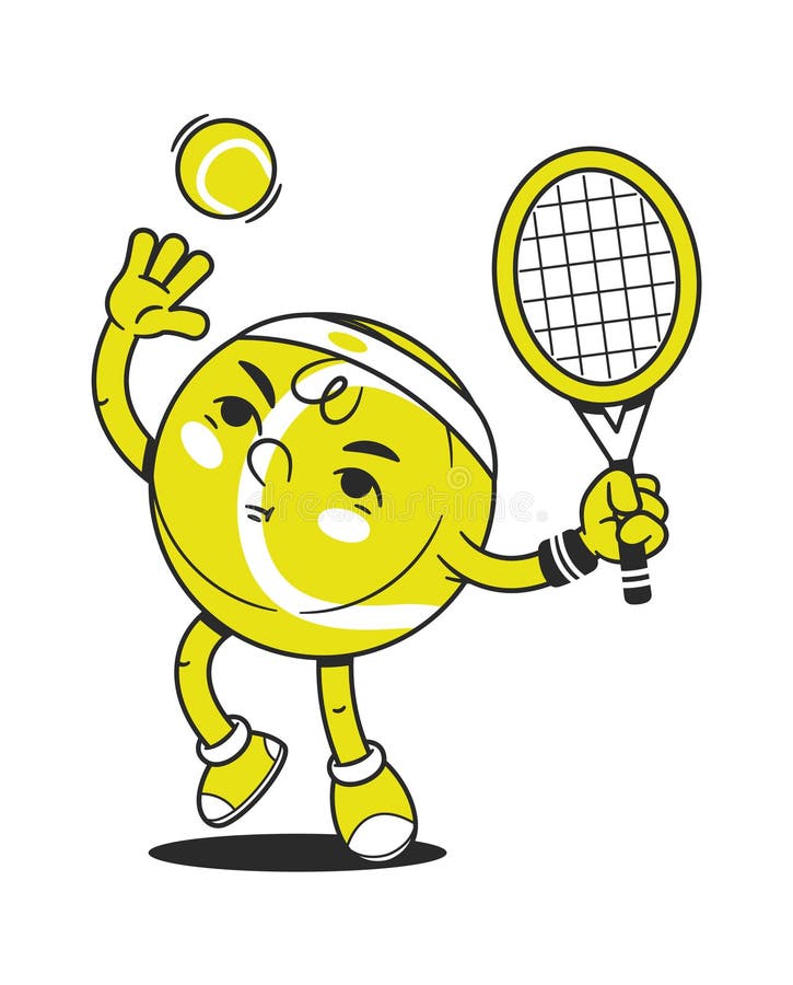 Tennis Ball Comic Character Playing Stock Vector - Illustration of ...