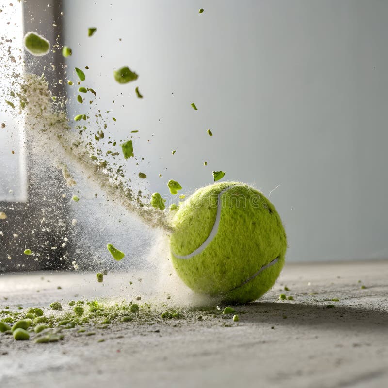 A Tennis Ball Disintegrating in Mid-air, Creating a Dynamic Visual ...