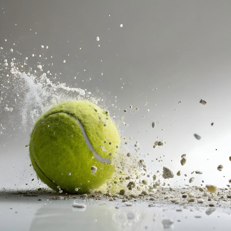 A Tennis Ball Disintegrating in Mid-air, Creating a Dynamic Visual ...
