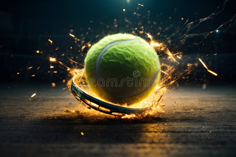 Tennis Ball in Fire AI Generated Image Stock Illustration ...