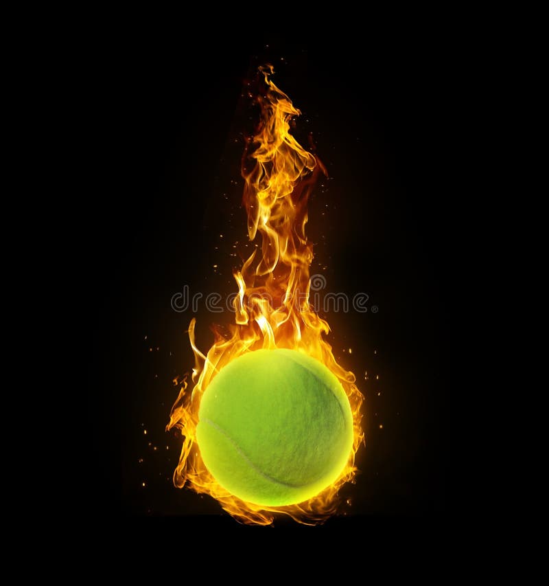 Tennis Ball, on Fire on Black Background Stock Illustration ...