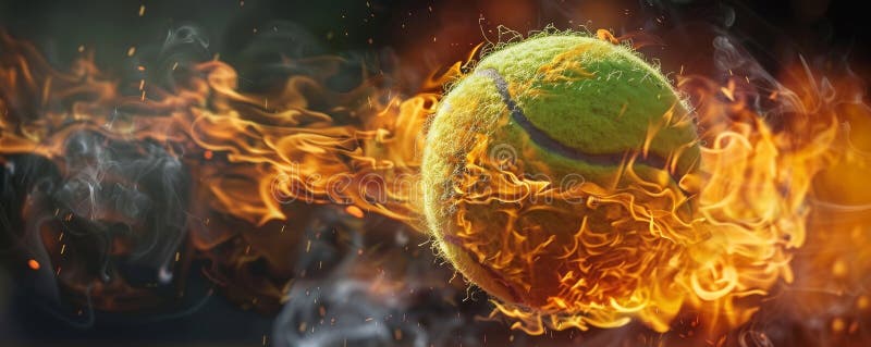 Tennis Ball on Fire with Smoke and Flames, Dynamic Action Concept Stock ...