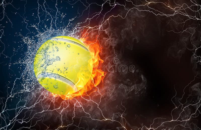Tennis Ball in Fire and Water Stock Illustration - Illustration of ...