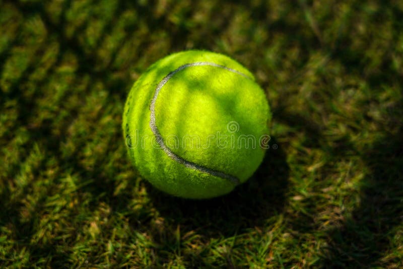 Tennis Ball on Grass Tennis Court Stock Image - Image of field ...