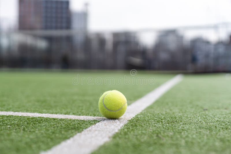 Tennis Ball on Tennis Grass Court Stock Image - Image of field, point ...