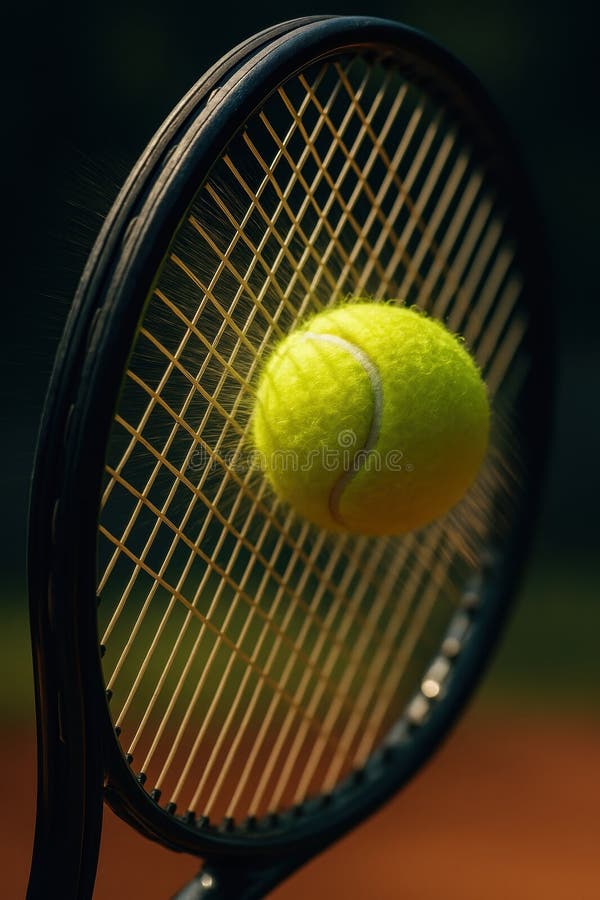 Tennis Ball Hits Racket Strings in Slow Motion Capturing Raw Force and ...