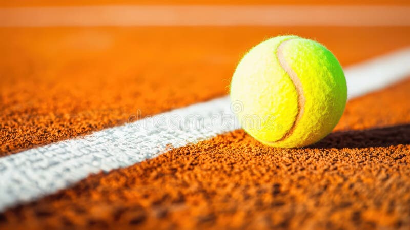 Tennis Ball Hitting the Court Line, with a Subtle Motion Blur and Court ...