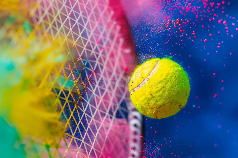 A Tennis Ball is Hitting a Racket Stock Photo - Image of confetti ...