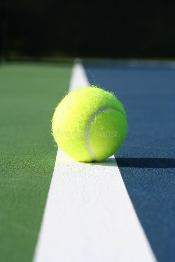 Tennis ball on line stock photo. Image of point, limiting - 4336884