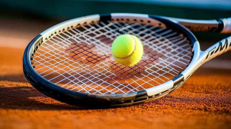 A Tennis Ball on a Tennis Racket Stock Photo - Image of energy, game ...