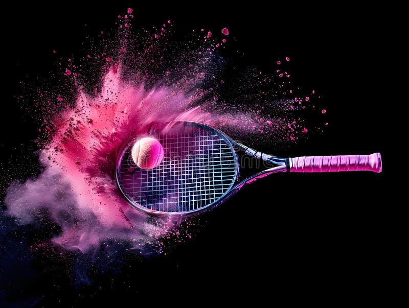 Tennis Ball and Racket in Colored Dust. AI Generated. Stock Photo ...