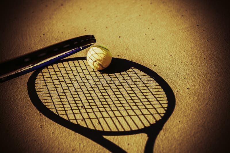 Tennis ball and racket stock image. Image of clay, competition - 43995787