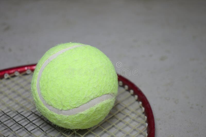 Tennis ball on racket stock photo. Image of individual - 144094974