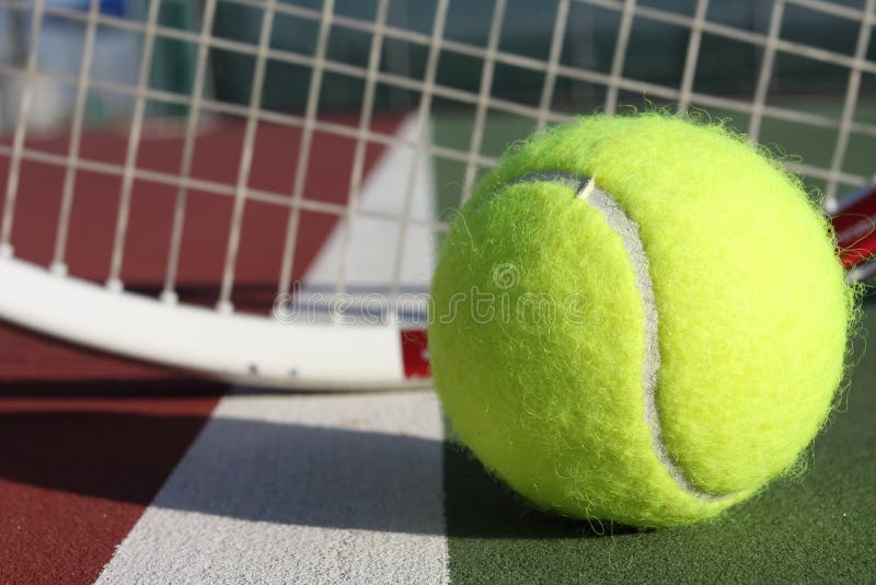Tennis ball and racquet stock photo. Image of close, court - 5900194