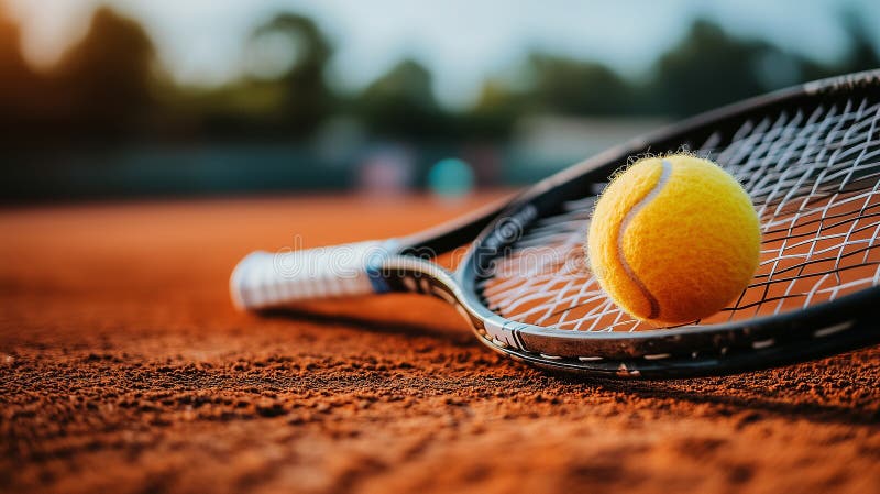 A Tennis Ball is Resting on a Tennis Racket. Generative AI Stock ...