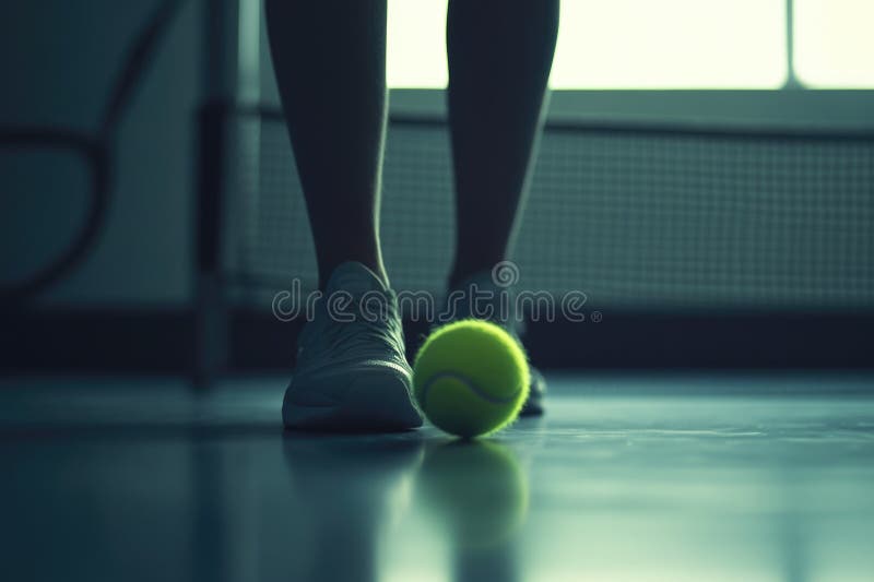 A Tennis Ball Sits Next To a Tennis Racket on the Floor, Ready for Play ...