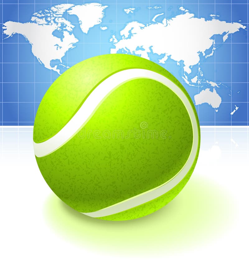 Tennis Ball with World Map Background Stock Illustration - Illustration ...