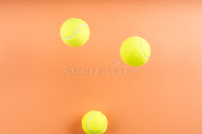 Tennis Balls Bouncing on Orange. Concept Stock Photo - Image of play ...