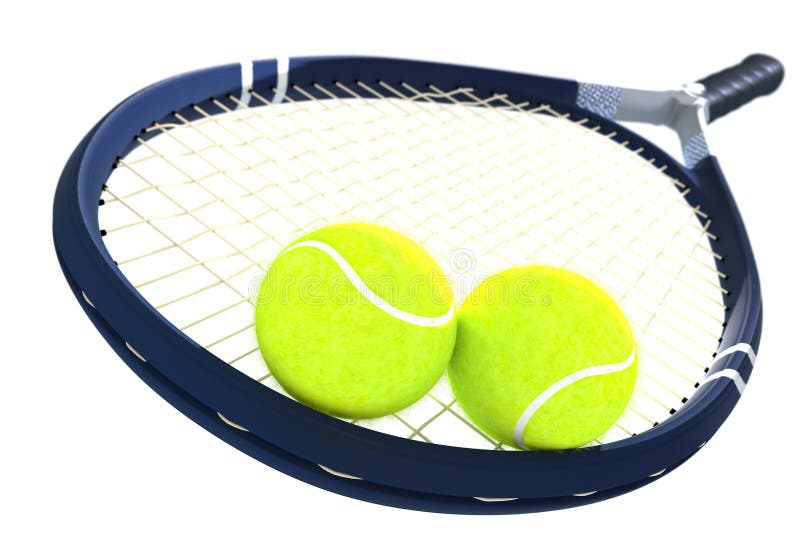 Tennis Balls and Racket on Isolated Stock Image - Image of active ...