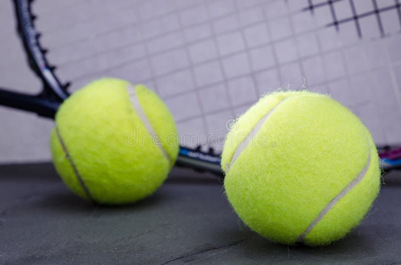 Tennis Balls with racket stock image. Image of lines - 59619013