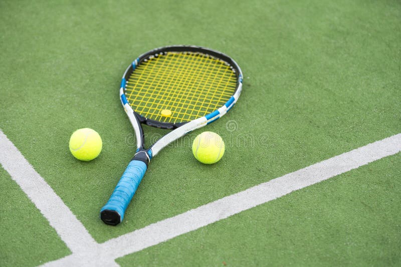 Tennis Court with Ball and Racket Stock Image - Image of court, ball ...