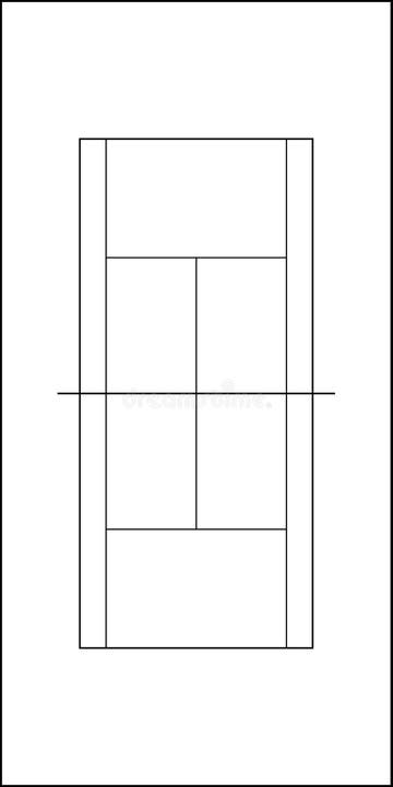 Tennis Court Field Size and Dimension Vector Drawing Illustration ...