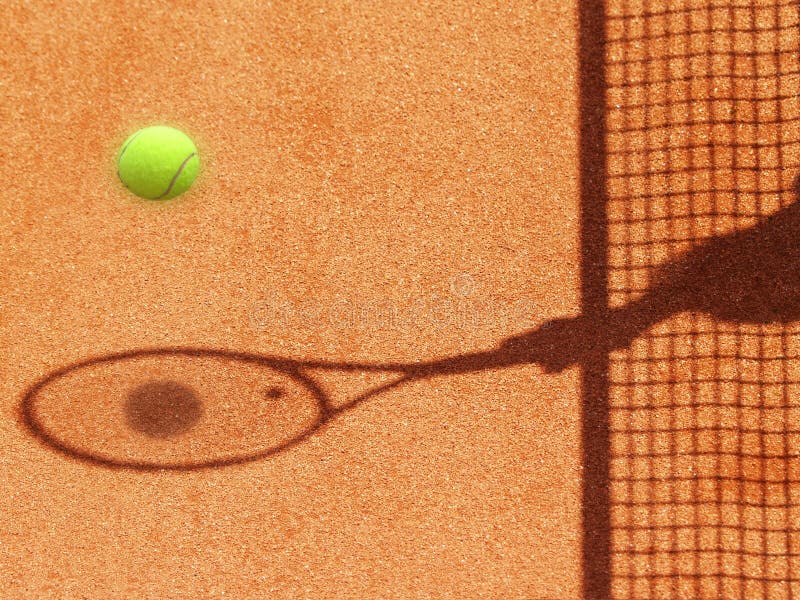 Tennis Court and Racket Shadow with Ball Stock Photo - Image of match ...