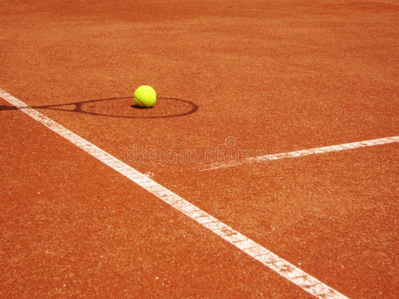 Tennis Court and Racket Shadow with Ball Stock Photo - Image of match ...