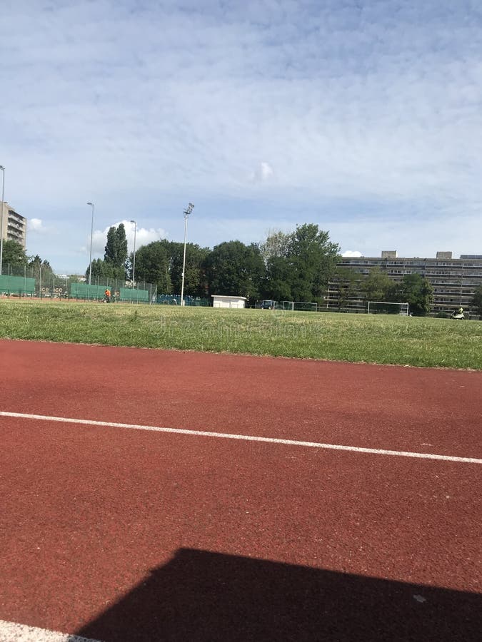 Tennis Court Stadium Red Ground in Sunset Stock Photo - Image of clay ...