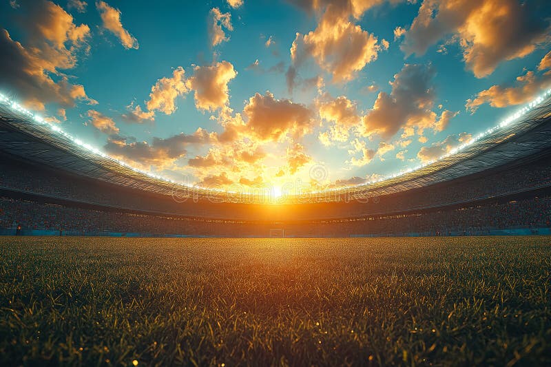 Tennis Court with a Sunset in the Background. Stock Photo - Image of ...