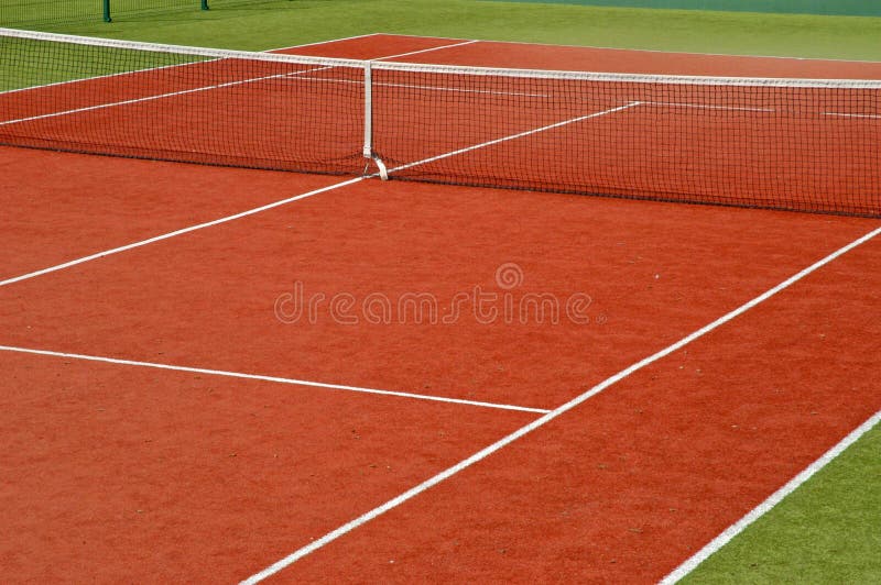 Tennis Empty Court Area with Marking and Net Stock Image - Image of ...
