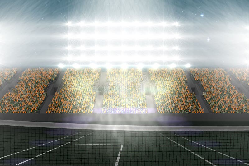 Tennis field on a stadium stock illustration. Illustration of whites ...