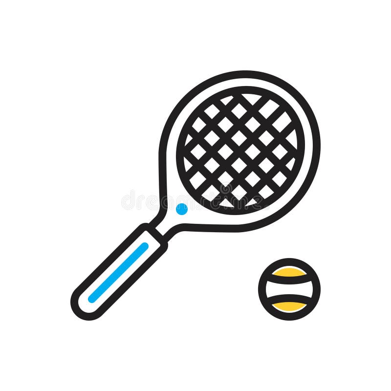 Multi Color Icon for Tennis, Racket and Ball Stock Illustration ...