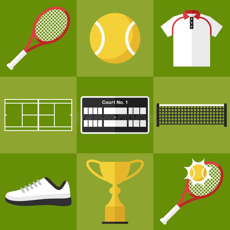 Tennis icons set stock vector. Illustration of court - 78430617