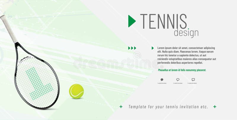 Tennis Invitation Template with Ball, Racket and Sample Text Stock ...
