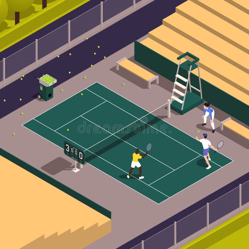 Tennis Isometric Colored Composition Stock Vector - Illustration of ...