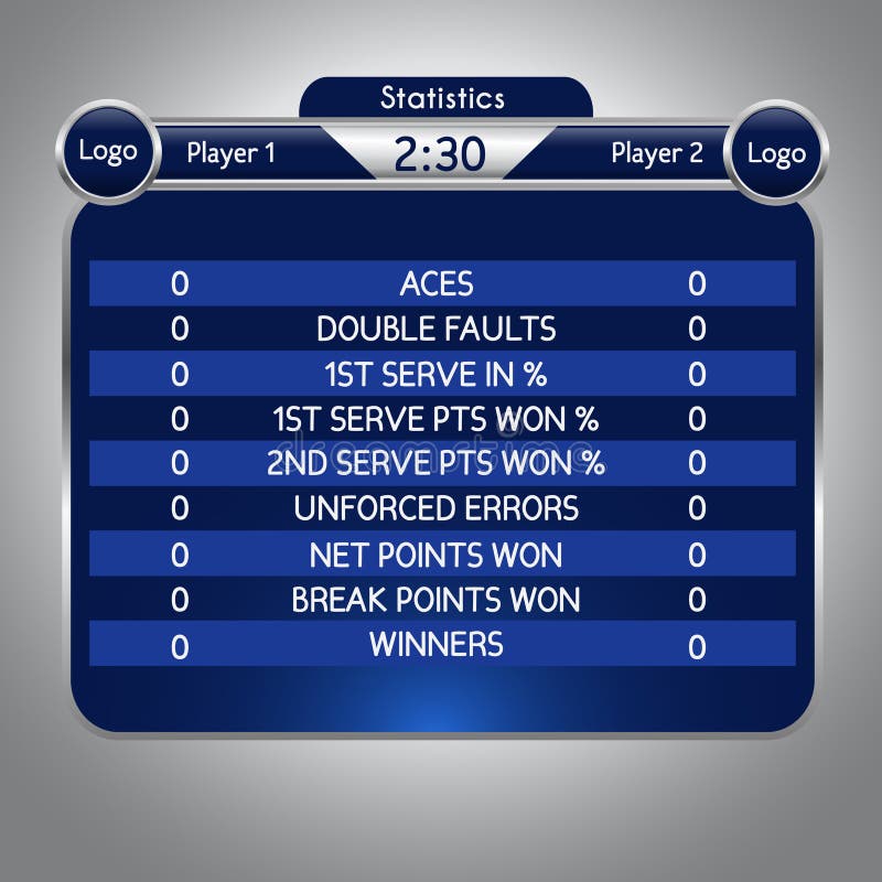Tennis match statistics stock vector. Illustration of game - 74724773