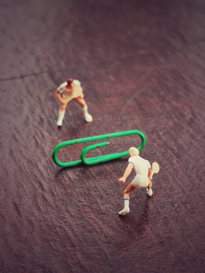 Tennis Paper Clip for Tiny People - Mini Figures Stock Image - Image of ...