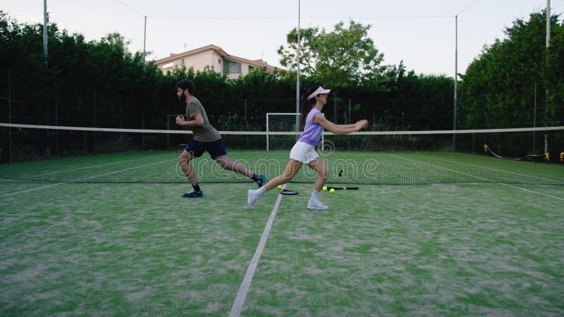 Tennis Partners Training Legs in the Court Stock Footage - Video of ...