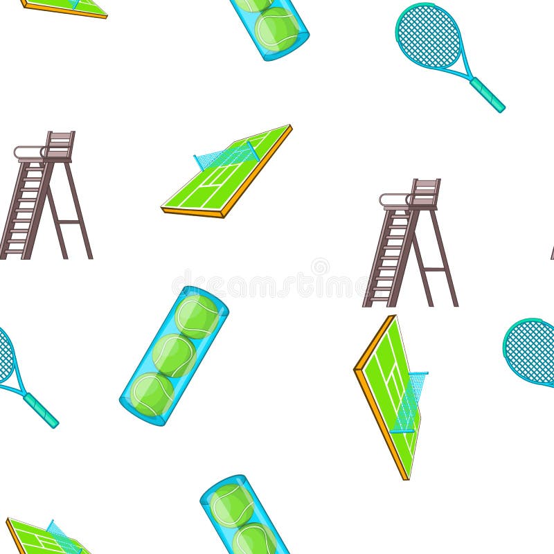 Tennis Pattern, Cartoon Style Stock Vector - Illustration of player ...