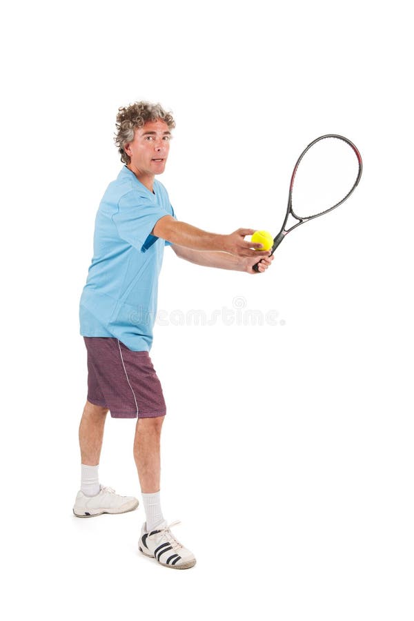 Male Tennis Player in Action Stock Photo - Image of alone, focusing ...
