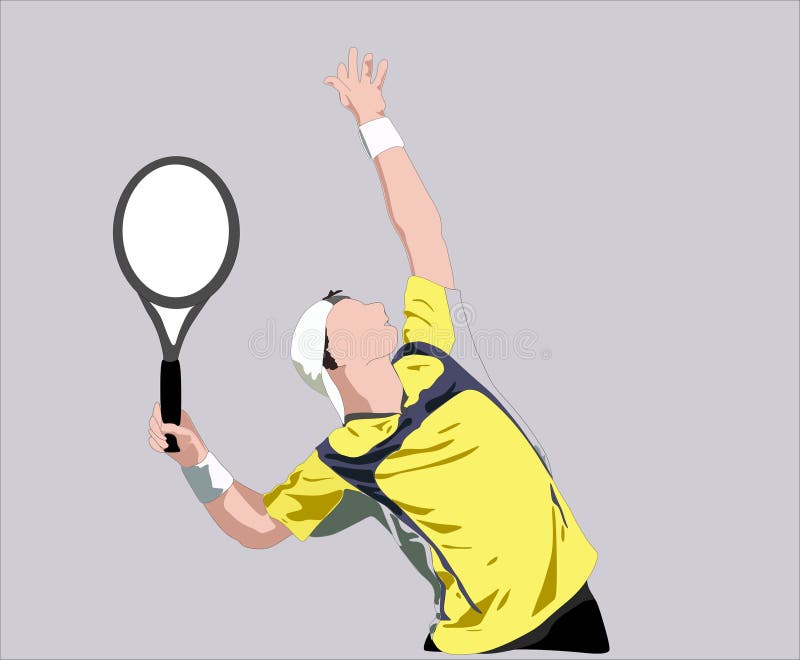 Tennis Player Silhouette Serving Ball Stock Vector - Illustration of ...