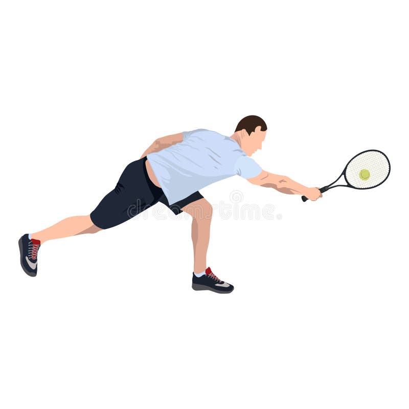 Tennis Player with Ball and Racket, Vector Flat Isolated Illustration ...