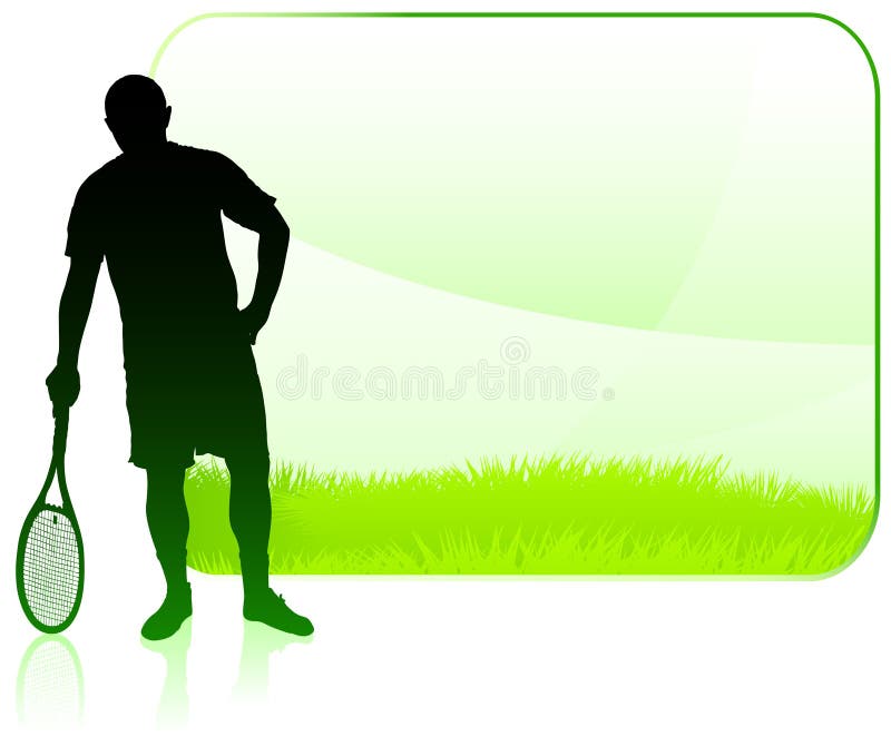 Tennis Player with Blank Nature Frame Stock Illustration - Illustration ...