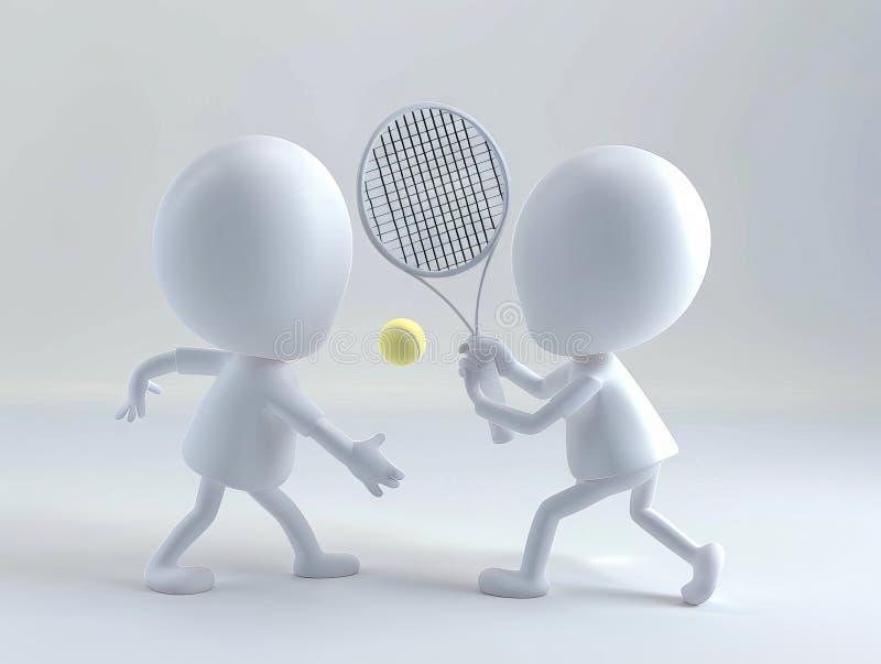 Tennis Player in a 3D Cartoon Figure Graphic Stock Illustration ...