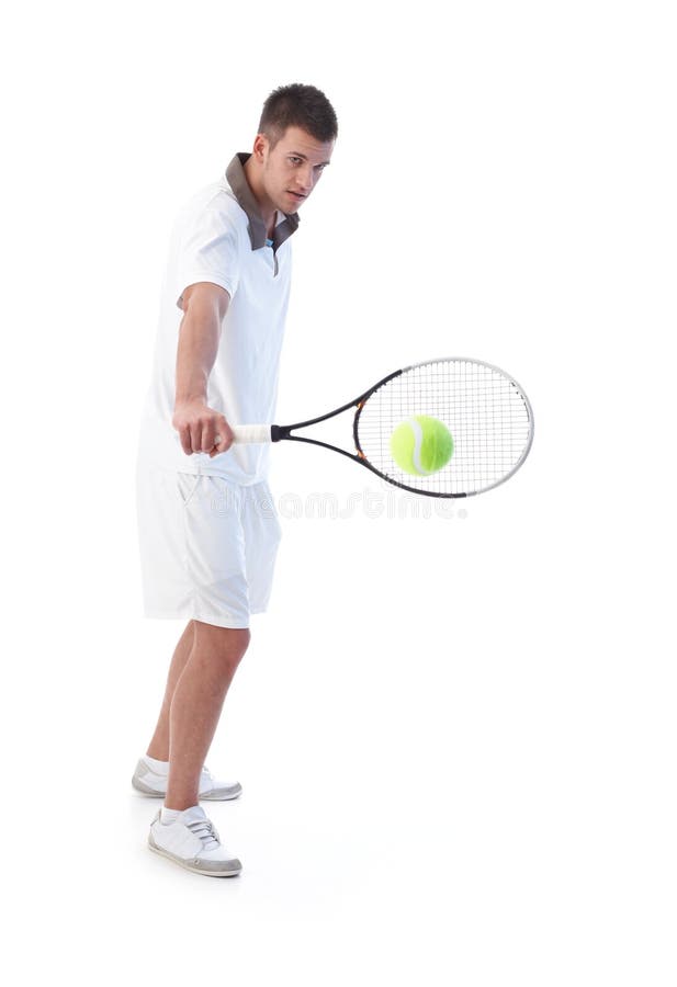 Tennis Player Doing Backhand Stroke Stock Image - Image of focusing ...