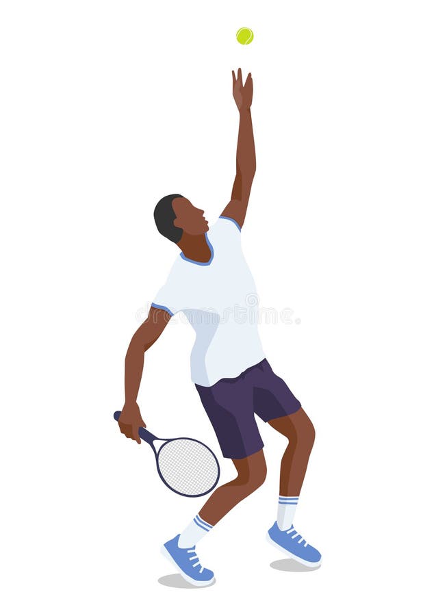 Man Tossing the Ball into the Air, Starting Tennis Serve. Stock Vector ...
